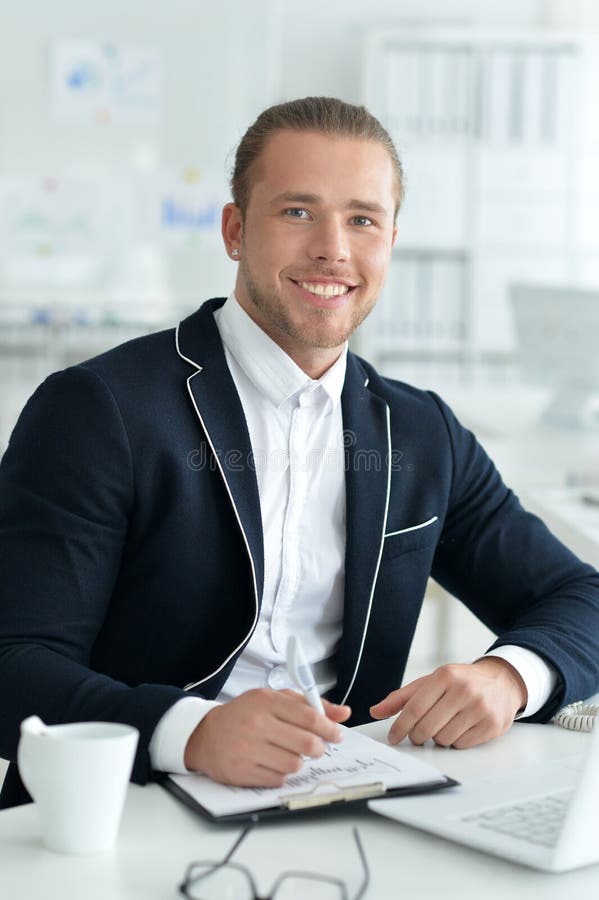 Young Handsome Office Worker Stock Image - Image of person, partnership ...