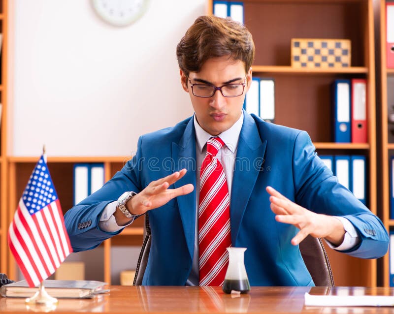 Young Handsome Politician Sitting in Office Stock Image - Image of ...