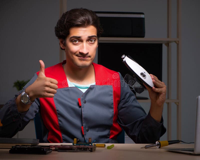 Young Handsome Repairman Repairing Computer Stock Image - Image of night, parts: 181917259