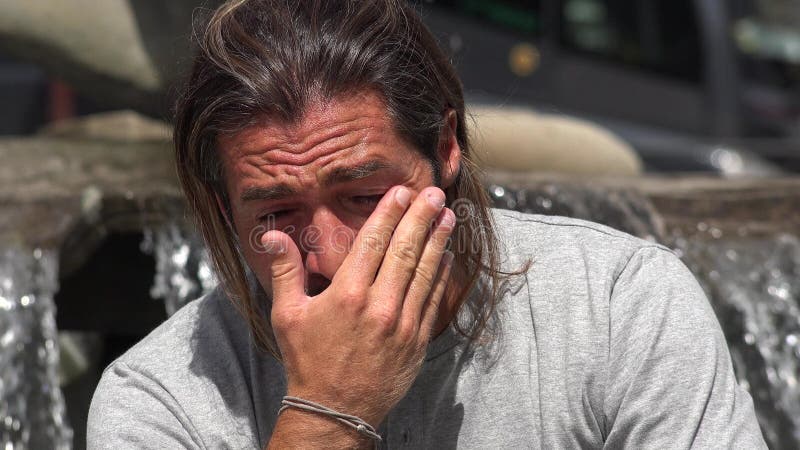 Crying Handsome Male Man stock photo. Image of emotion - 129465434