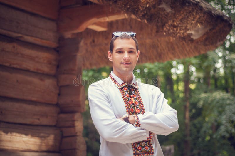 Handsome Ukrainian Man Holding Horizontal White A4 Paper Poster. Copy ...
