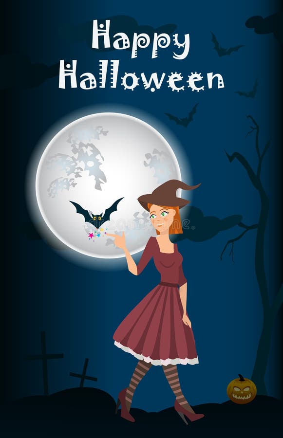 Young Happy and Attractive Witches Stock Vector - Illustration of dark ...