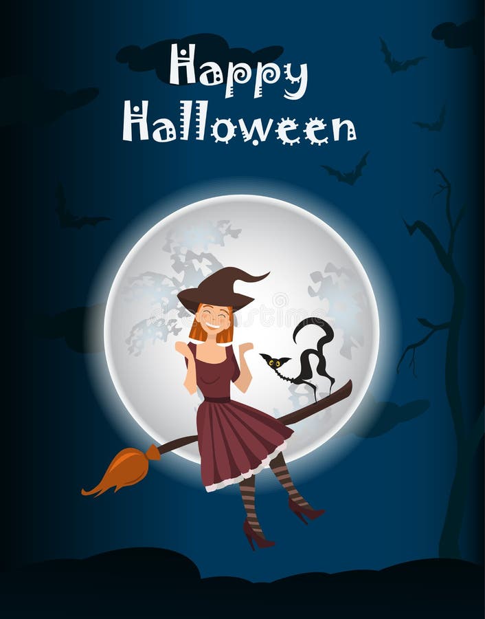 Young Happy and Attractive Witches Stock Vector - Illustration of ...