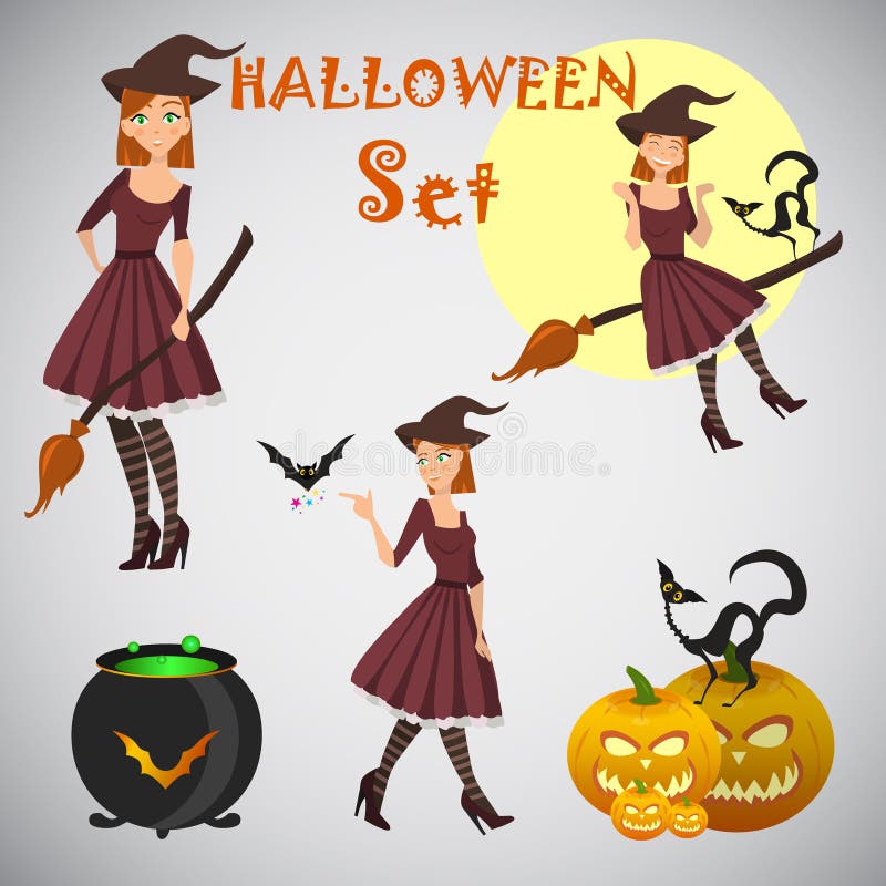 Young Happy and Attractive Witches Stock Vector - Illustration of ...
