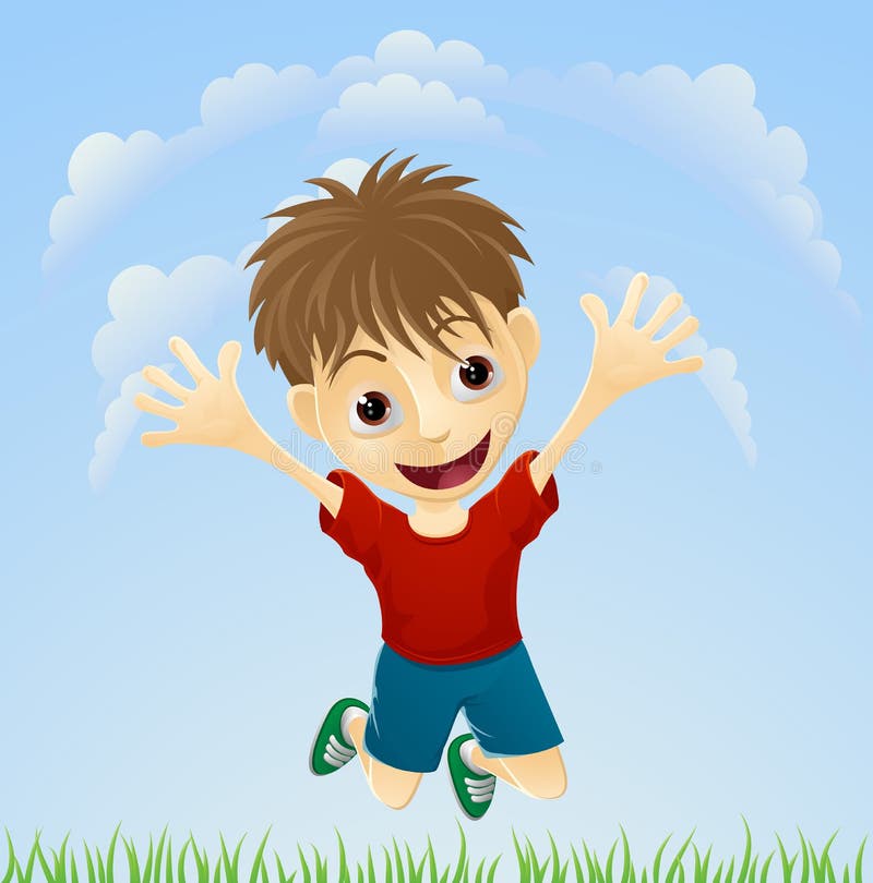 Young boy jumping for joy stock vector. Illustration of shirt - 15578469