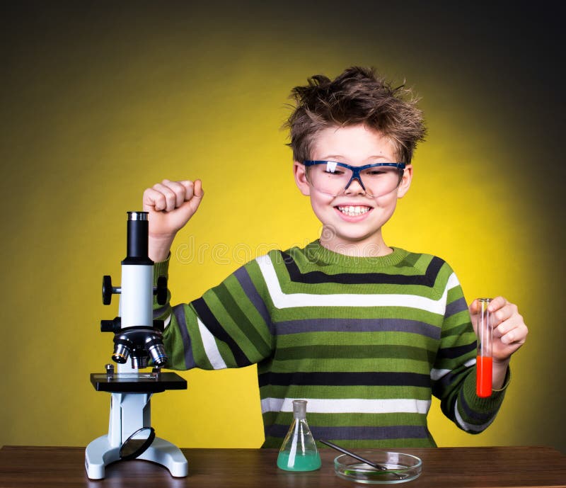 Kid Making Science Experiments. Crazy Funny Dirty Scientist. Education ...