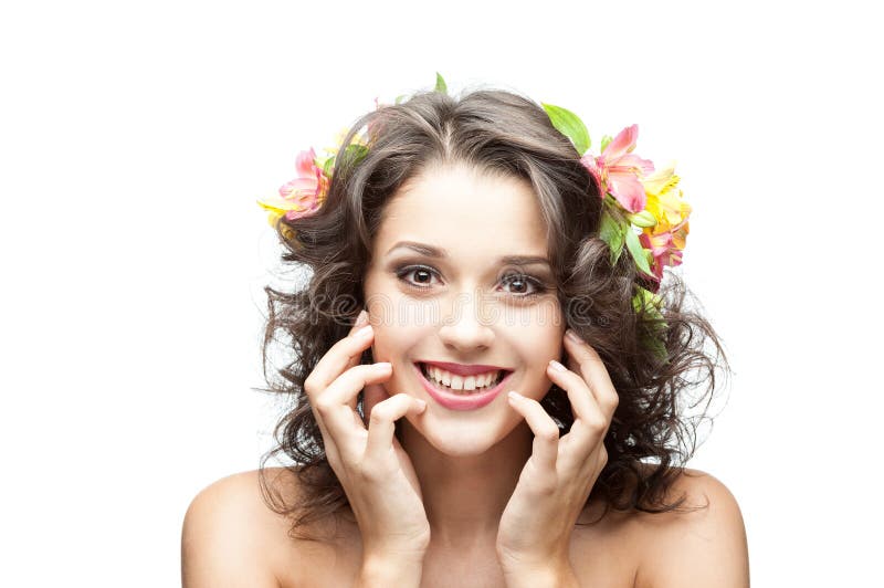 Young happy brunette girl stock photo. Image of smile - 27102750