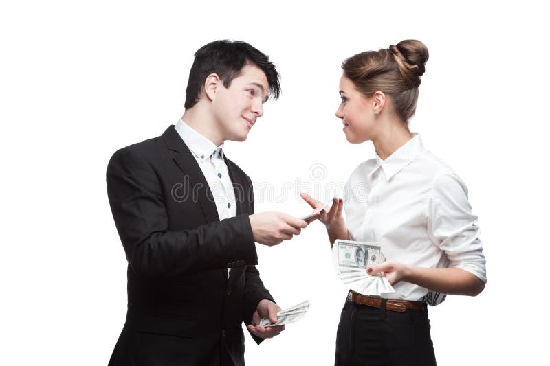 Young Happy Business People Holding Money Stock Image - Image of ...