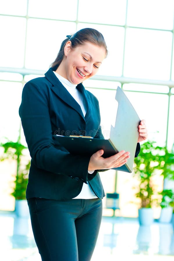 Young happy business woman stock photo. Image of face - 30971116
