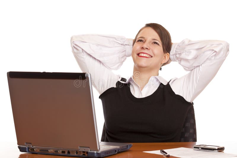 Young Happy Business Woman Relax In Office Stock Photo - Image of ... Young Happy Business Woman Relax In Office Stock Photo - Image of ...