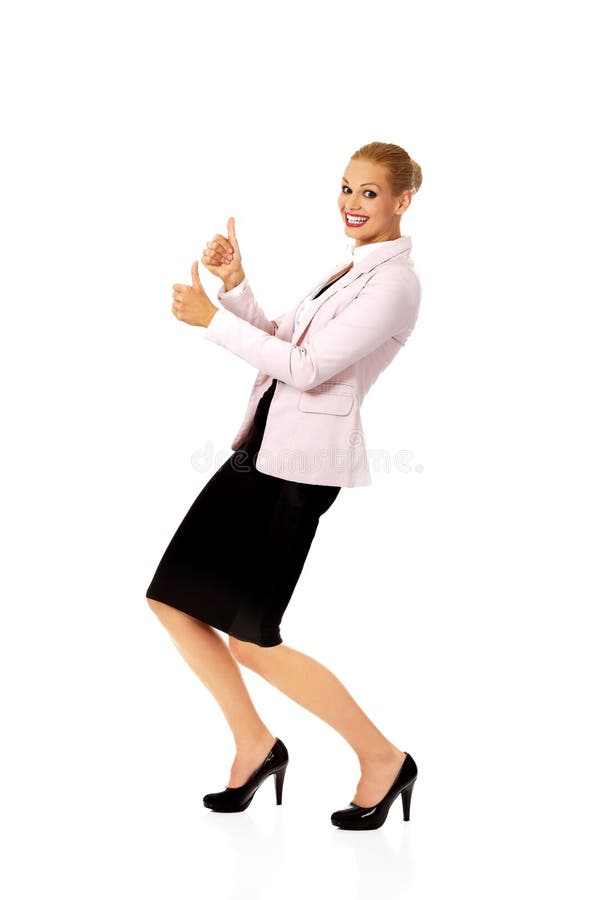 Young Happy Business Woman Shows Thumbs Up Stock Photo - Image of ... Young Happy Business Woman Shows Thumbs Up Stock Photo - Image of ...