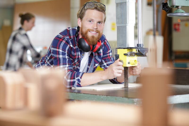 Young Happy Carpenter at Work Stock Photo - Image of carpenter ...
