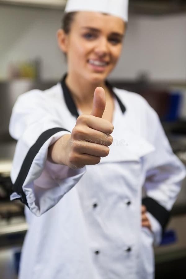 Young Happy Chef Looking at Camera Showing Thumb Up Stock Image - Image ...
