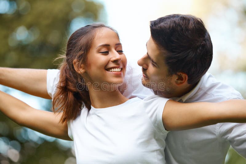 Young Happy Couple Hugging and Laughing. Stock Photo - Image of people ...
