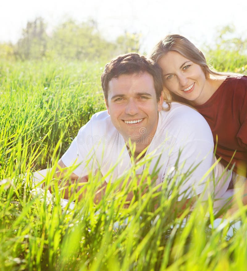 Young Happy Couple in Love in Spring Day Stock Photo - Image of human ...