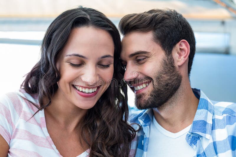 Young Happy Couple Smiling at Each Other Stock Image - Image of weekend ...