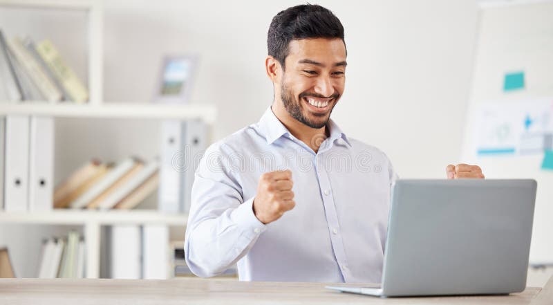Young Happy and Excited Mixed Race Businessman Cheering in Support ... Young Happy and Excited Mixed Race Businessman Cheering in Support ...