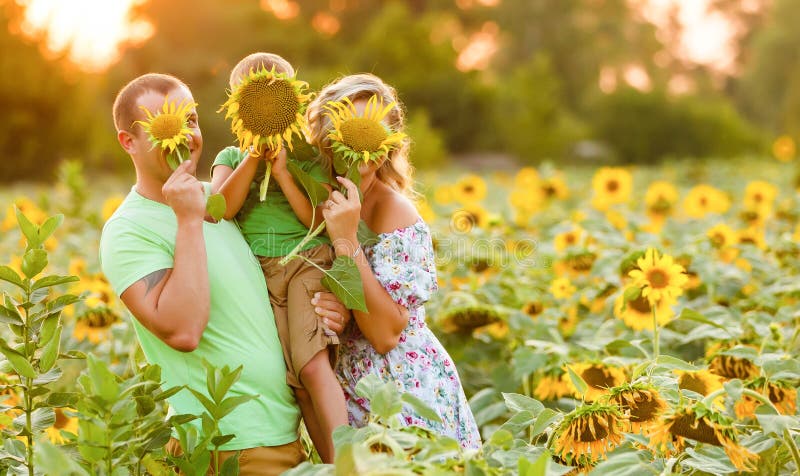 Young Happy Family in a Field Stock Image - Image of beautiful, smiling ...