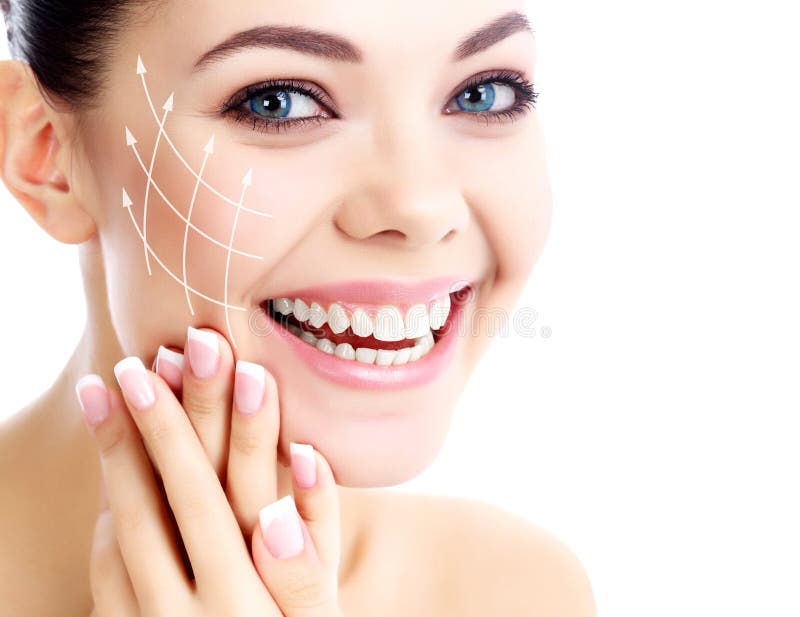 Young Happy Female with Clean Fresh Skin Stock Photo - Image of ...