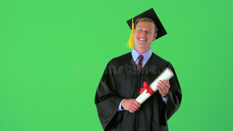 Young Happy Graduate on Greenscreen Stock Video - Video of college ...
