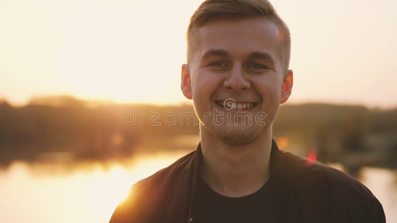 Young Happy Handsome Man Enjoying Sunlight Stock Photo - Image of beach ...