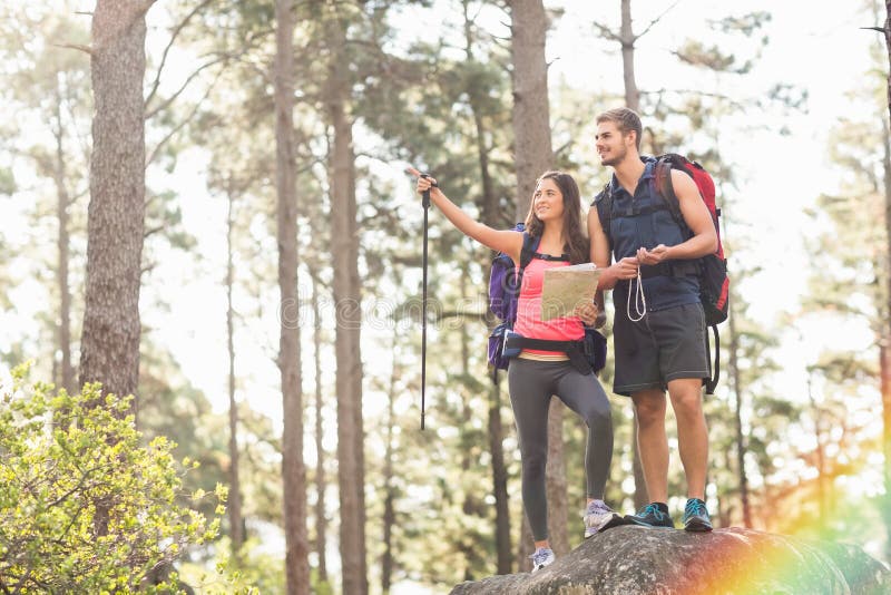 Young Happy Joggers Looking at Something in the Distance Stock Photo ...