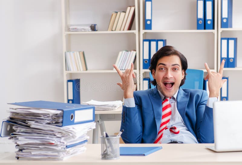 Young Happy Male Employee in the Office Stock Image - Image of auditor ...