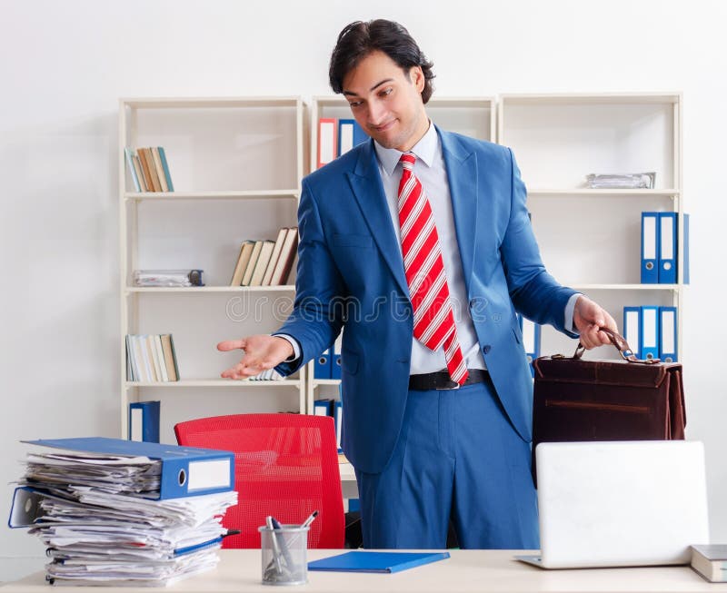 Young Happy Male Employee in the Office Stock Photo - Image of company ...