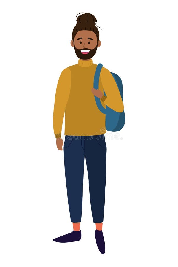 Young happy man cartoon stock vector. Illustration of backpack - 143620999