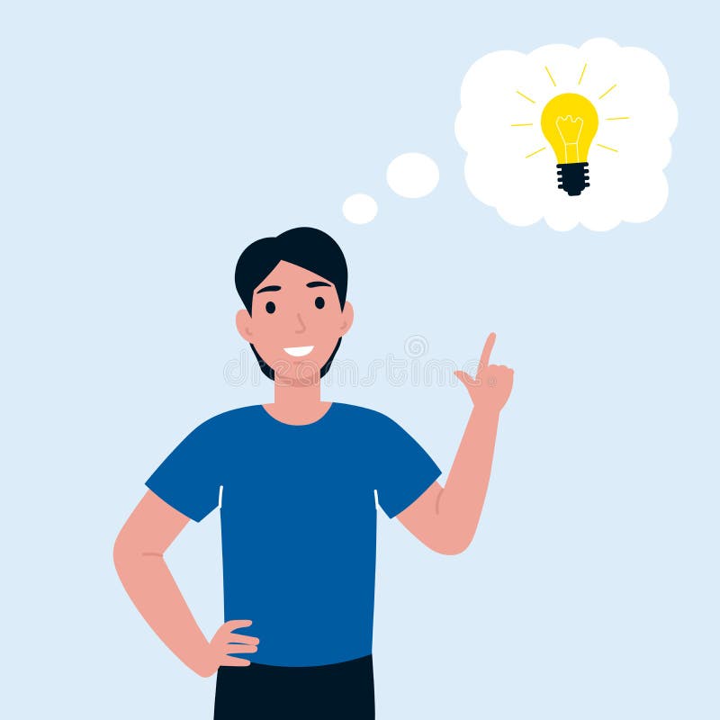 Young happy man have idea stock vector. Illustration of concept - 168338698