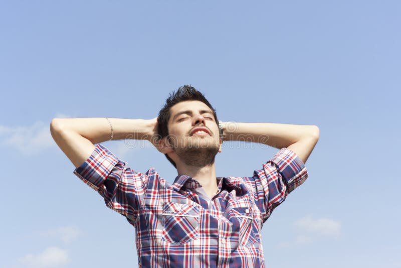 Young Happy Man Smilling and Dreaming Stock Photo - Image of beauty ...