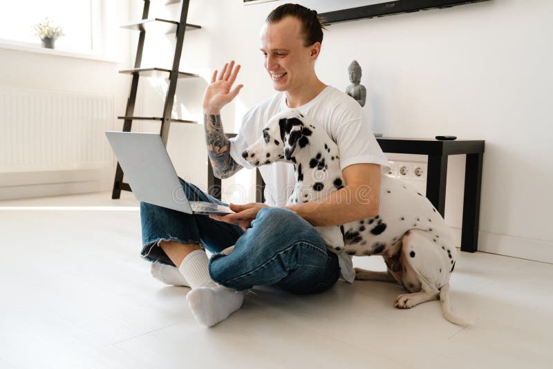 Young Happy Mid Aged Man on a Video Call Via Laptop Stock Photo - Image ... Young Happy Mid Aged Man on a Video Call Via Laptop Stock Photo - Image ...