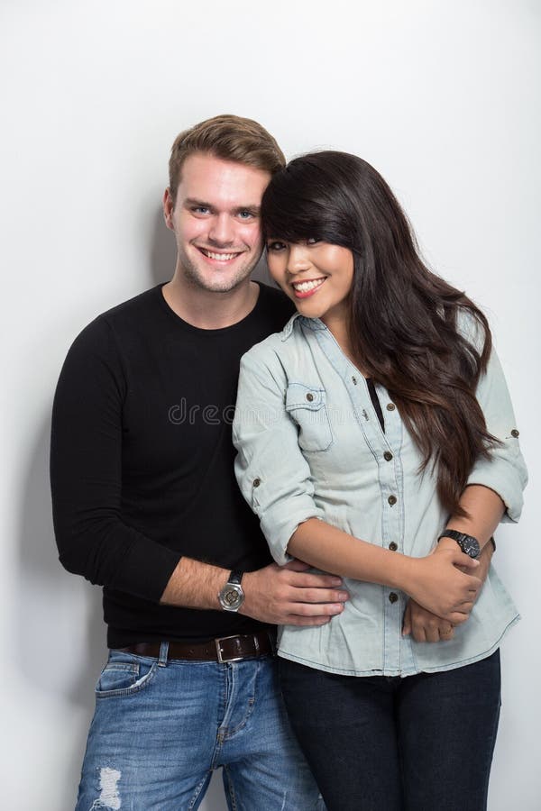Young Happy Multicultural Couple Stock Photo - Image of human, girl ...