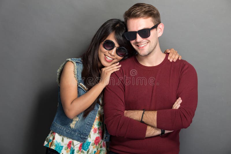 Young Happy Multicultural Couple Stock Photo - Image of cute, couple ...