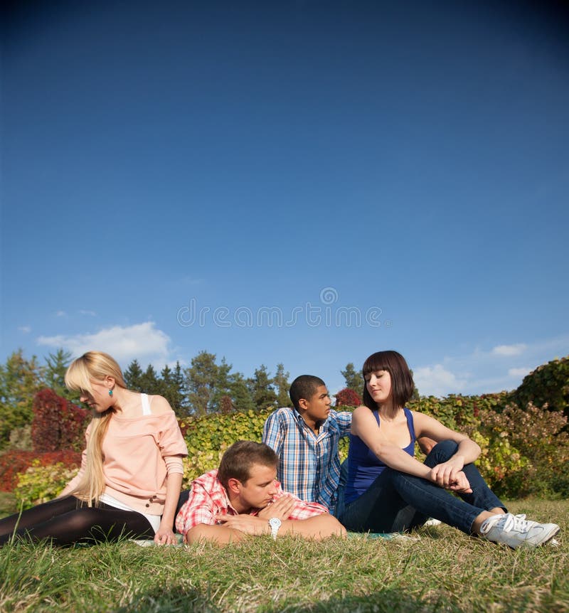 Young happy people outdoor stock image. Image of beauty - 51191797