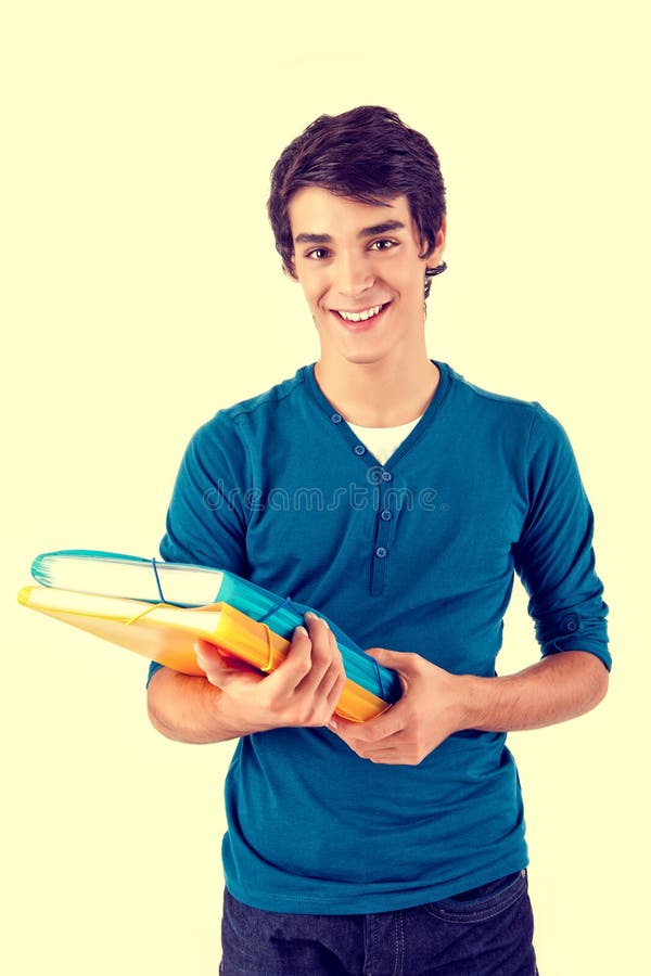 Young Happy Student Carrying Books Stock Image - Image of jeans ...