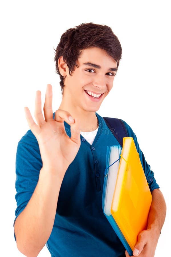 Young Happy Student Showing Ok Sign Stock Image - Image of college ... Young Happy Student Showing Ok Sign Stock Image - Image of college ...