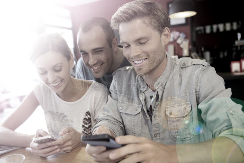 Young Happy Students on a Break in a Snack Bar Stock Photo - Image of ...