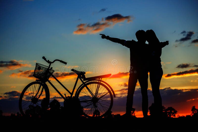Young are happy at sunset. stock image. Image of honeymoon - 98775761