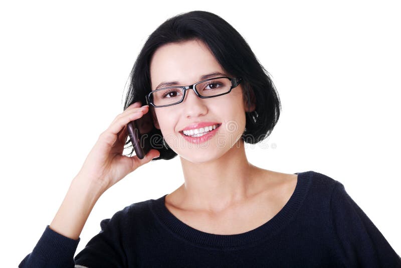 Young Happy Woman is Calling Stock Photo - Image of cellphone, happy ...