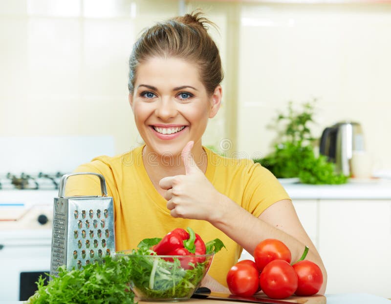 Young happy woman cooking stock image. Image of fresh - 44430081