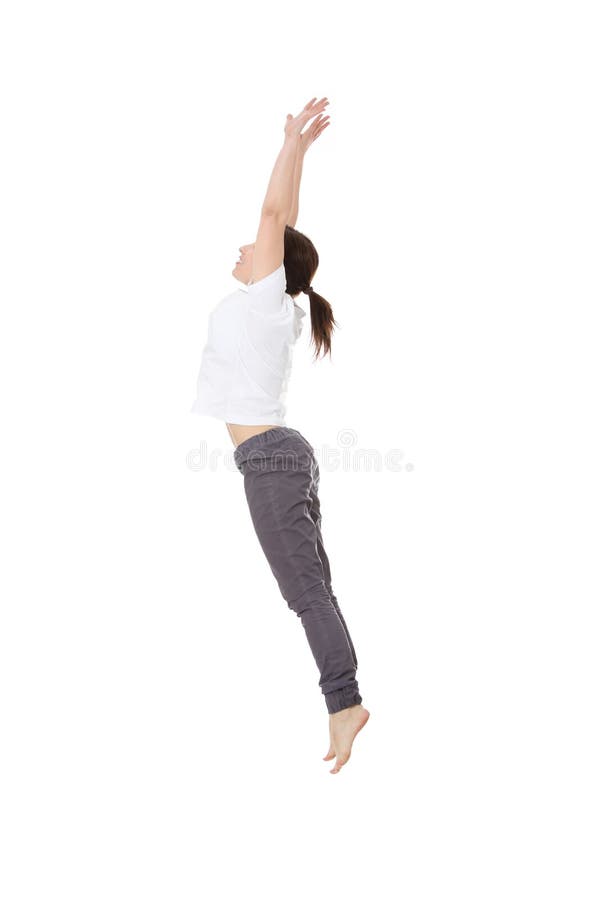 Young happy woman jumping stock photo. Image of fresh - 21394002