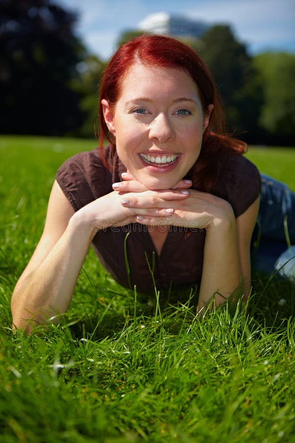 Young Happy Woman Relaxing on Stock Photo - Image of active, people ...
