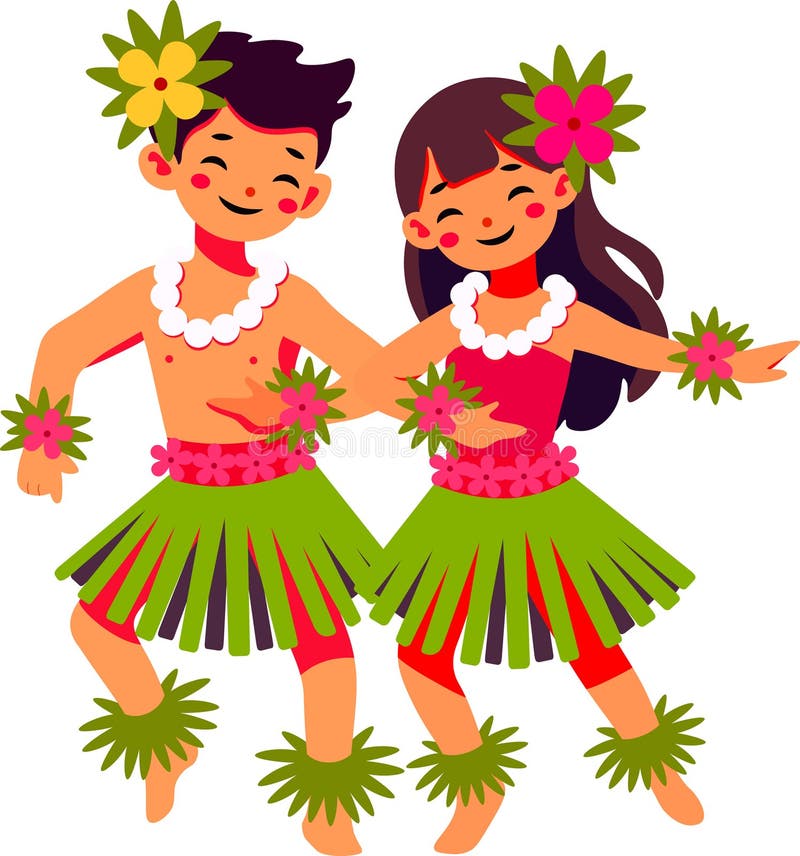 Young Hawaiian Hula Dancer Couple Stock Vector - Illustration of woman ...