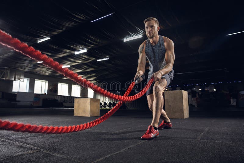 Young Healthy Male Athlete Doing Exercises in the Gym Stock Photo ...