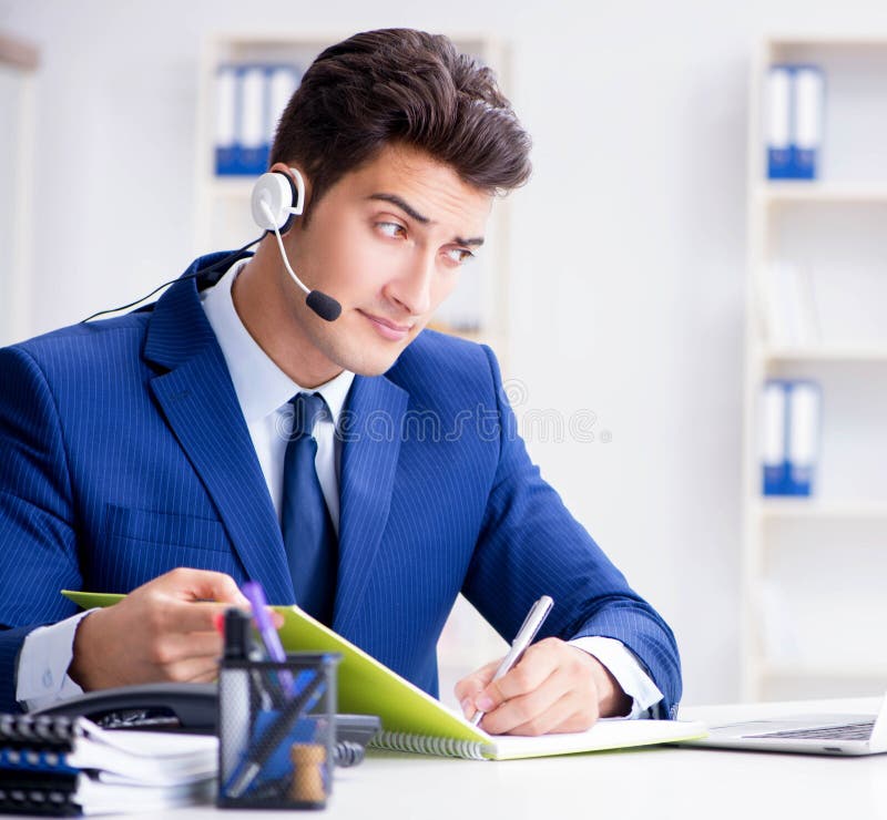 Young Help Desk Operator Working in Office Stock Photo - Image of ...