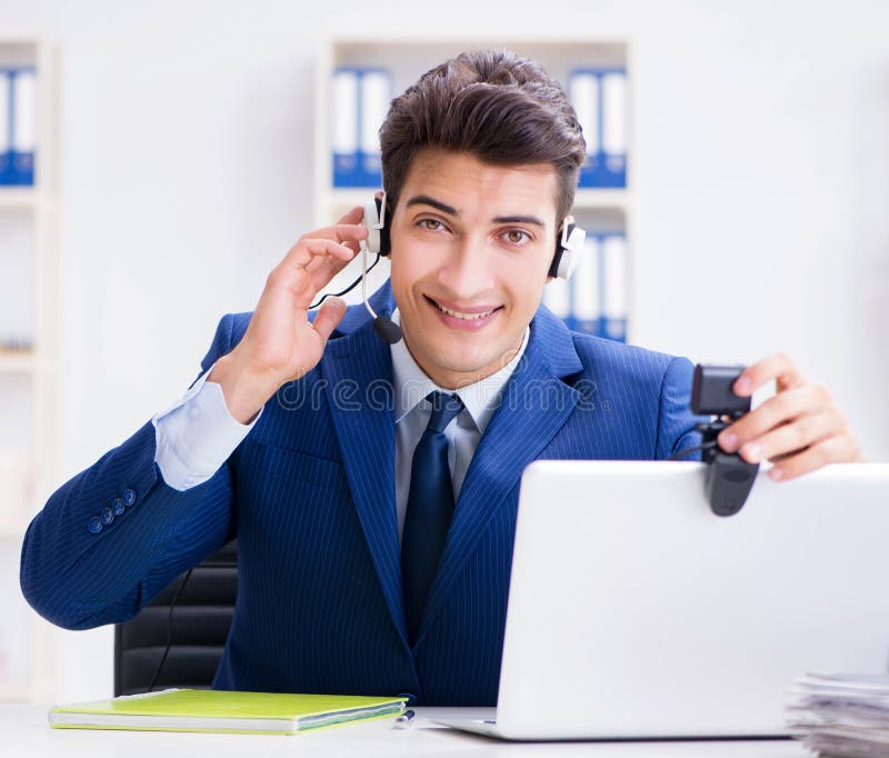 Young Help Desk Operator Working in Office Stock Image - Image of ...