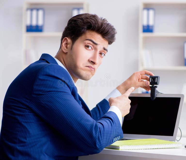 Young Help Desk Operator Working in Office Stock Image - Image of ...