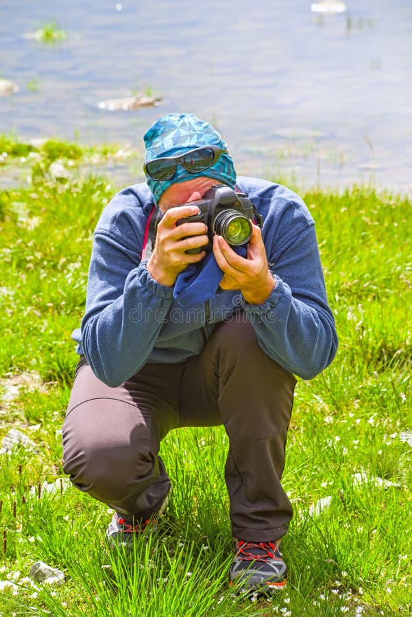 Young Hiker with Digital Camera Stock Photo - Image of photographer ...