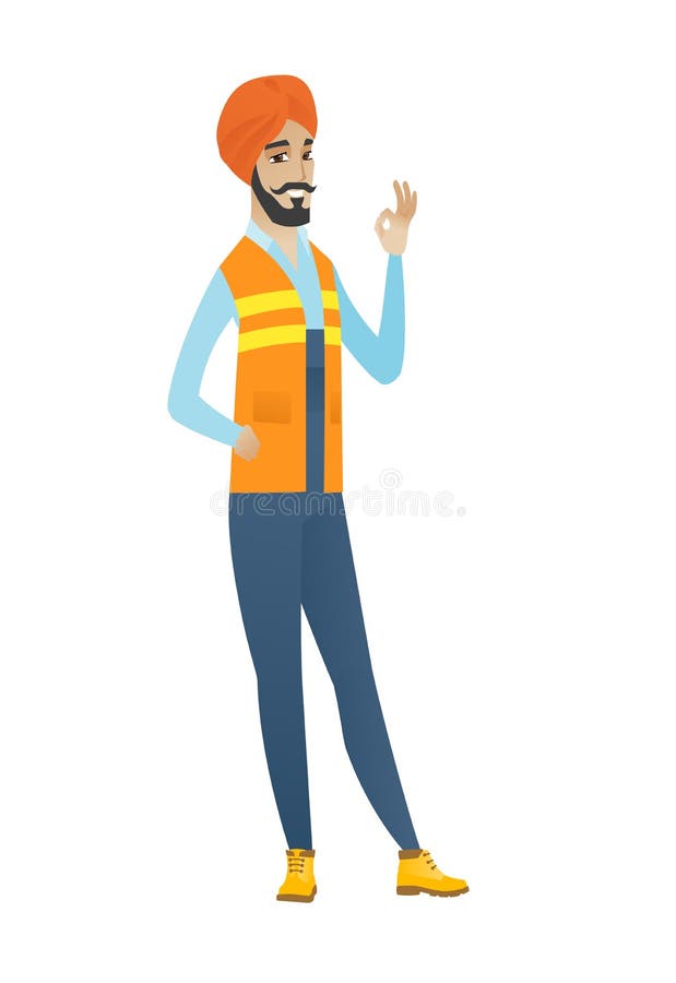 Young Hindu Builder Showing Ok Sign Stock Illustrations – 1 Young Hindu ...